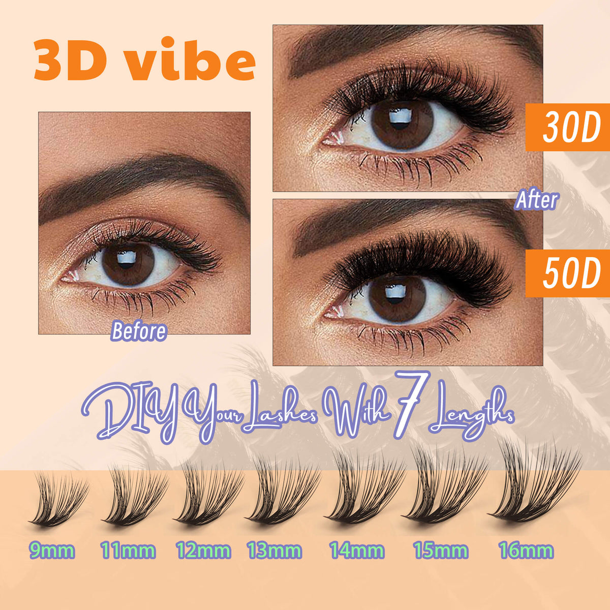 DIY Lashes 3D Fluffy Look 30D+50D 280 PCS - All in One Kit – ThinkShow ...