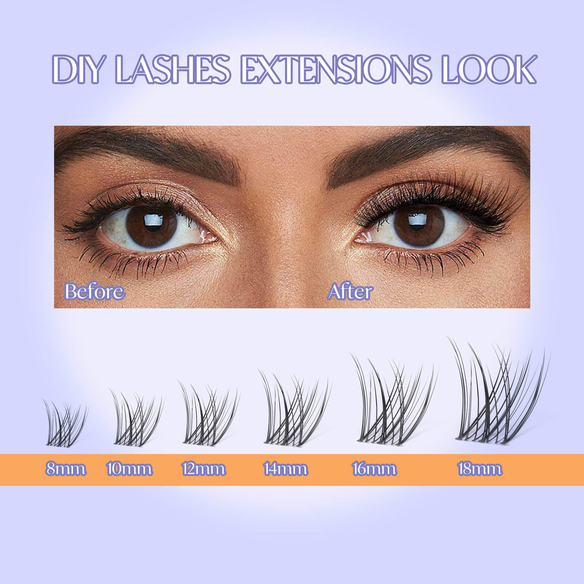 DIY Lashes Natural Look with Invisible Band 168PCS - All in One Kit ...